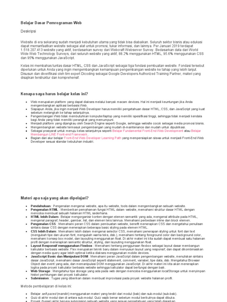 Belajar Dasar Pemrograman Web | PDF