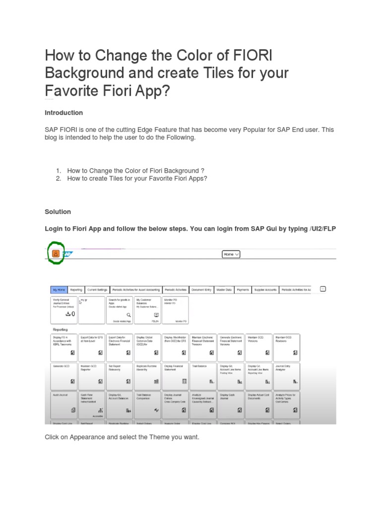 How To Change The Color of FIORI Background and Create Tiles For Your ...