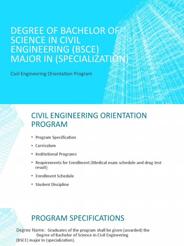 Degree of Bachelor of Science in Civil Engineering Orientation | PDF ...