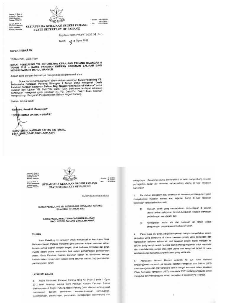 Pekeliling 9 Pahang - JPS Contribution | PDF