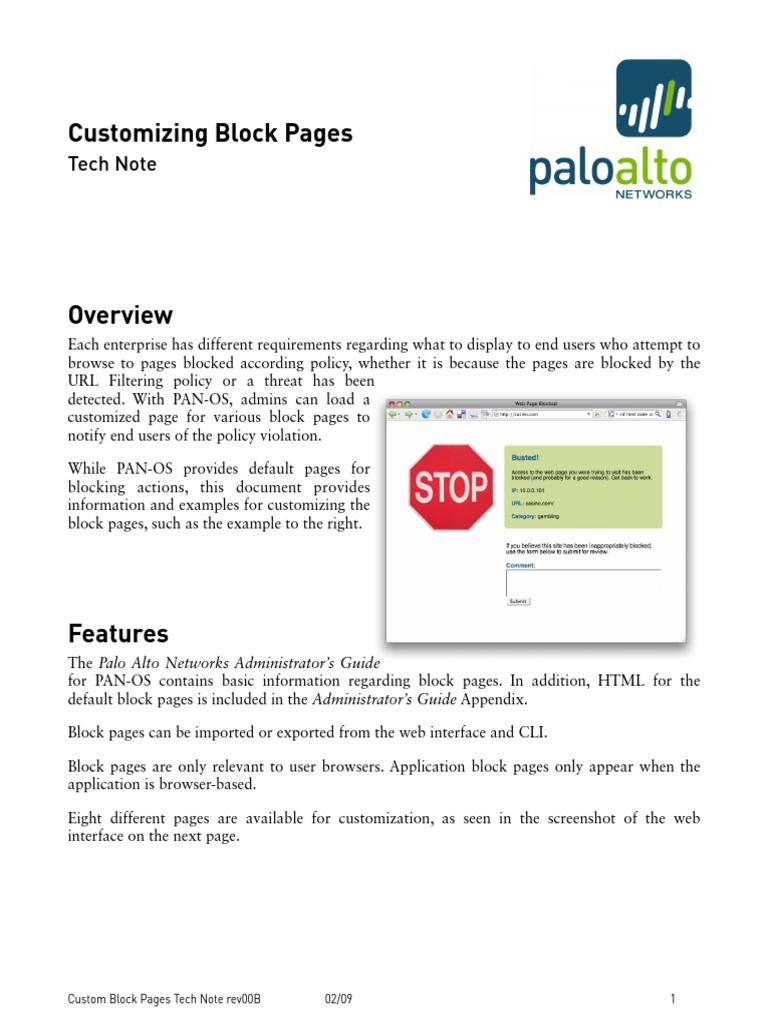 Custom Block Pages TN RevB | PDF | World Wide Web | Internet & Web