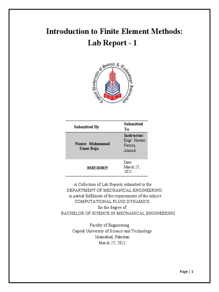 Fem Lab Report 1 | PDF | Finite Element Method | Structural Analysis
