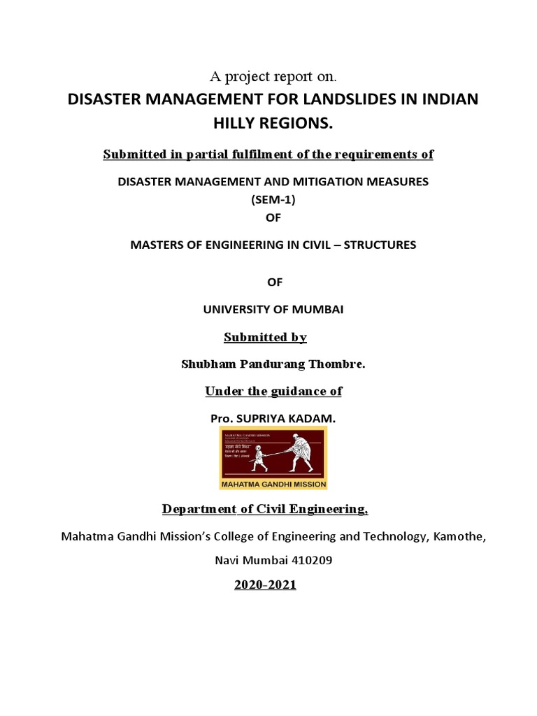 Disaster Management For Landslides in Indian Hilly Regions.: A Project ...