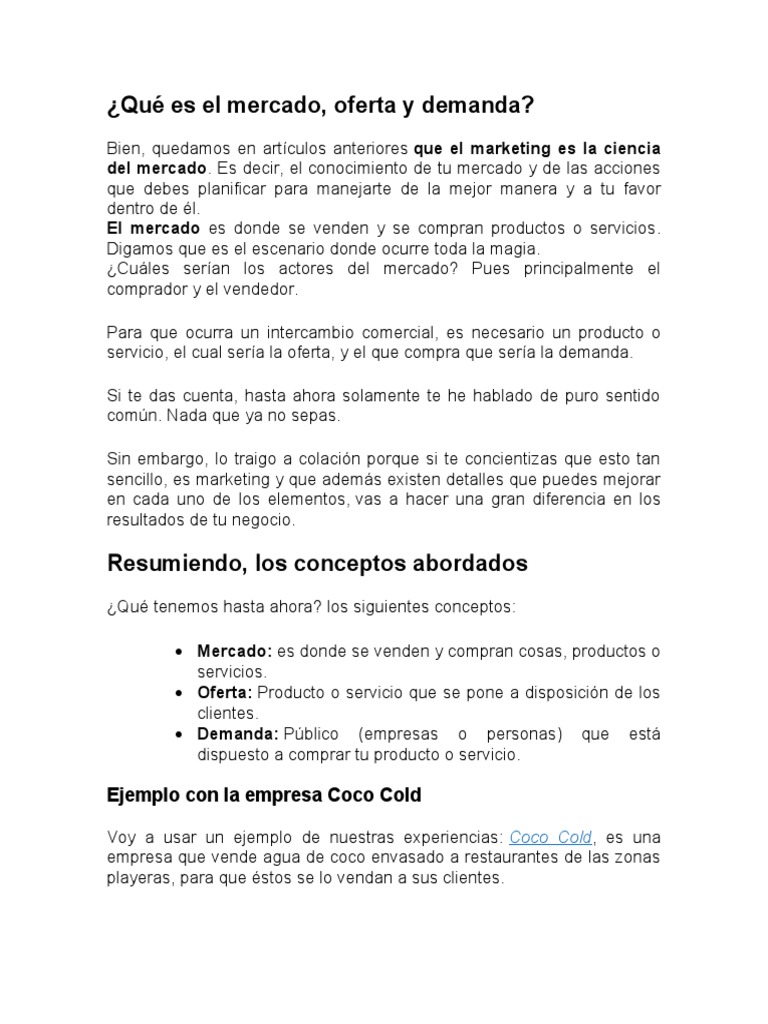 Qué Es El Mercado | PDF | Mercado (economía) | Oferta (economía)