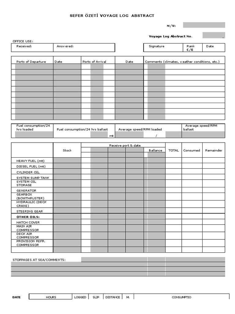 Voyage Log Abstract | PDF | Manufactured Goods | Mechanical Engineering
