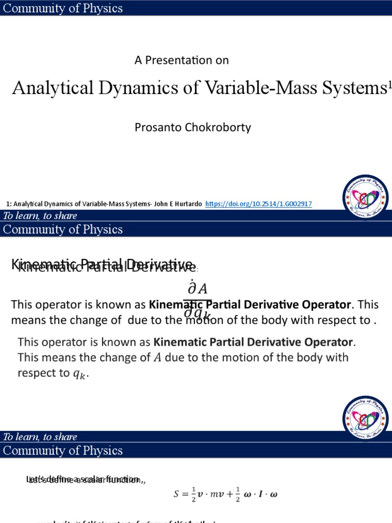 Analytical Dynamics of Variable Mass Systems | PDF | Kinematics | Force