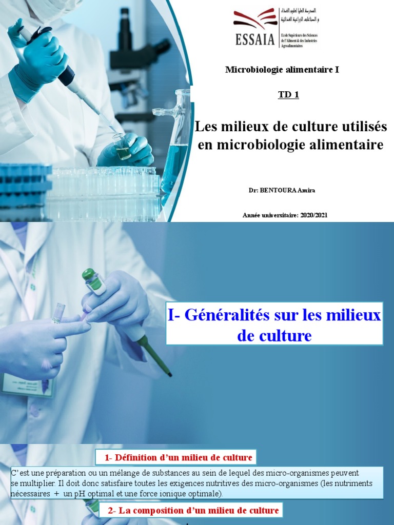 TD 1 Les Milieux de Culture Utilisés en Microbiologie Alimentaire | PDF | Milieu de culture ...