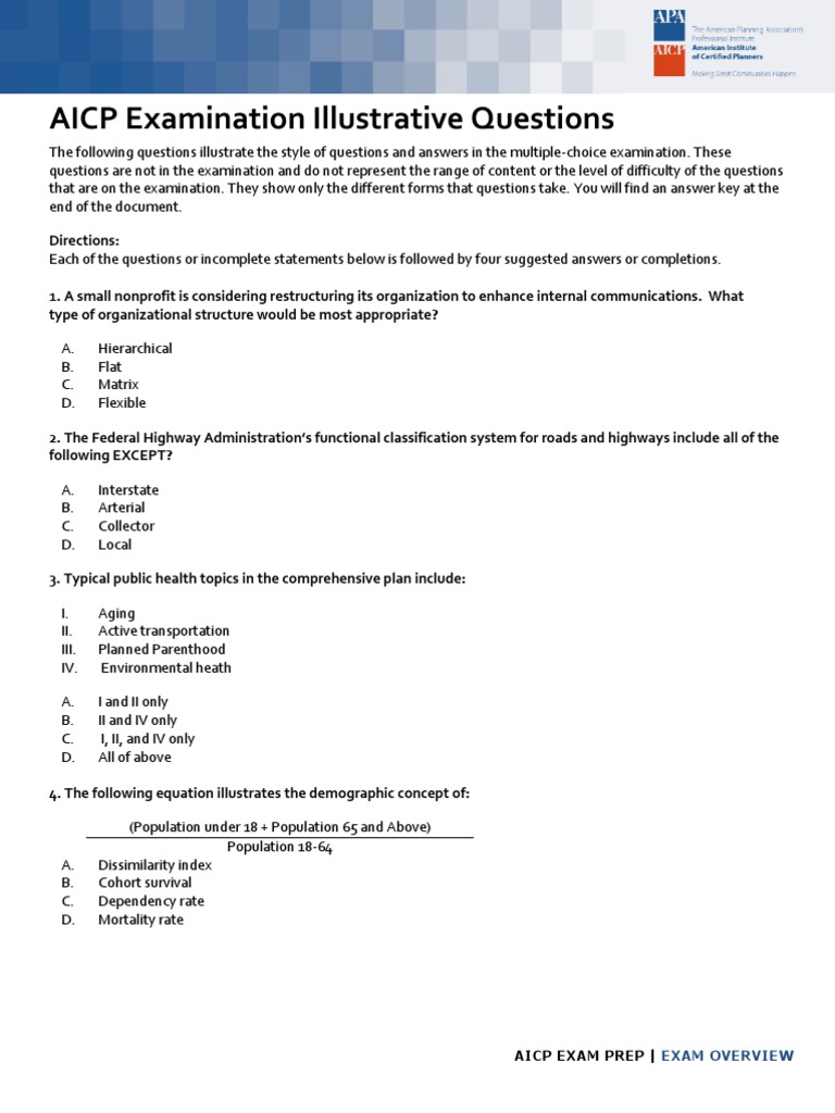AICP Examination Illustrative Questions | PDF | Zoning | National ...