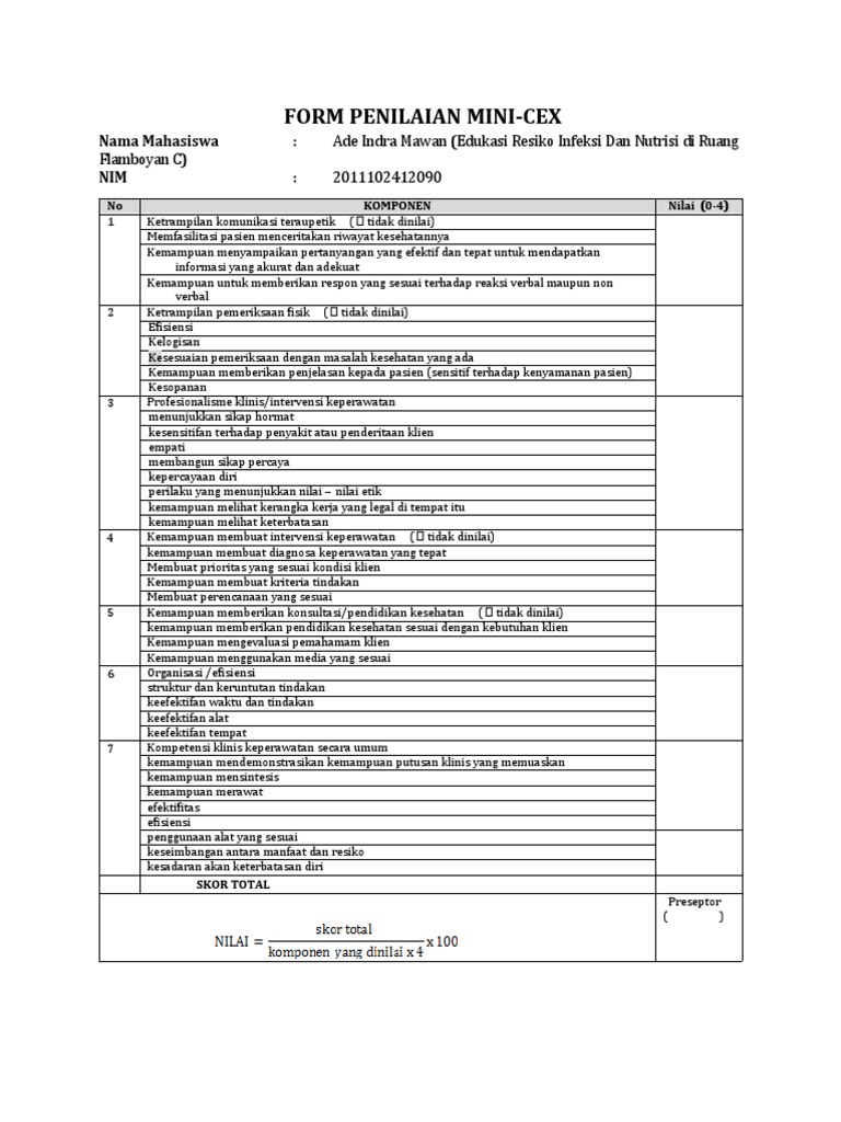Form Penilaian Mini Cex | PDF