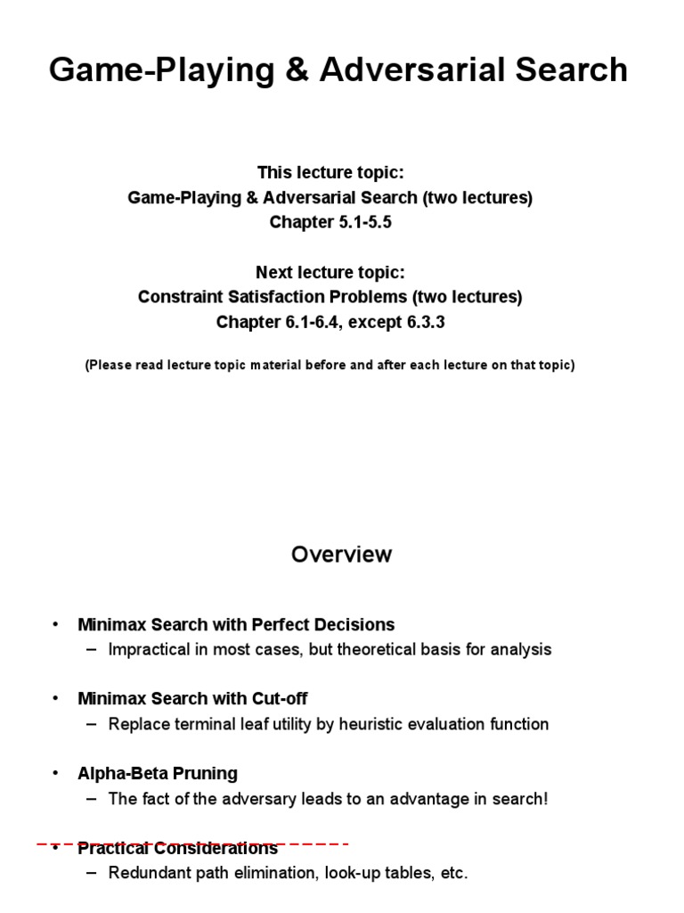 Game-Playing & Adversarial Search | PDF | Algorithms | Algorithms And Data Structures