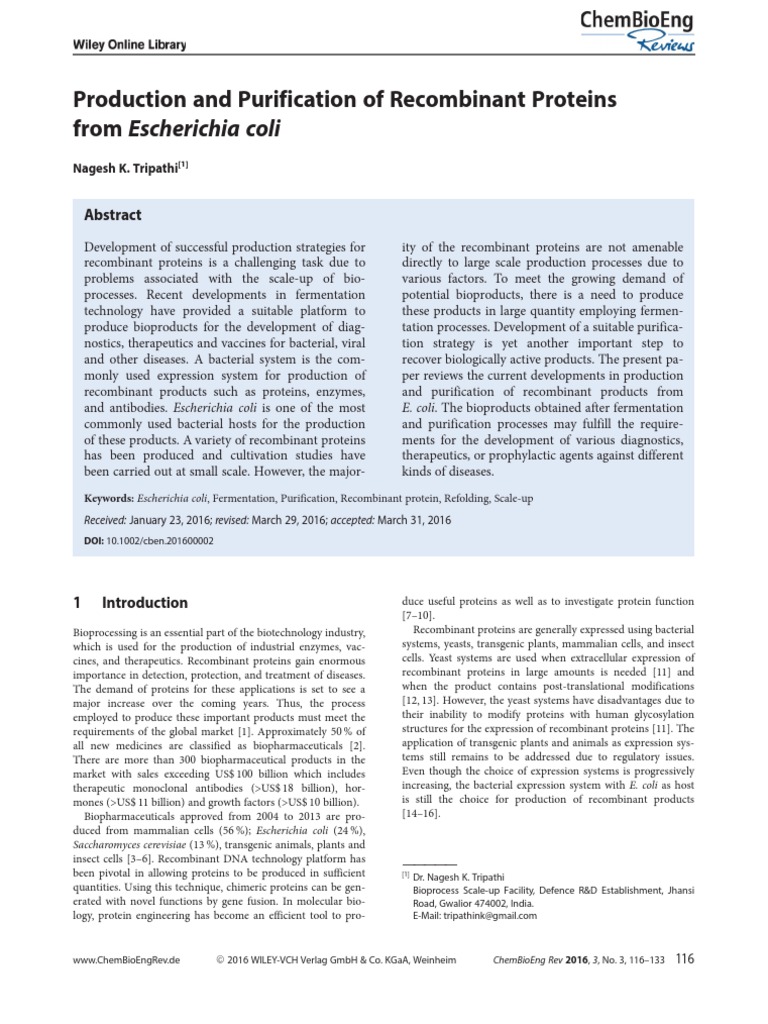 Production With E.coli | PDF | Escherichia Coli | Growth Medium