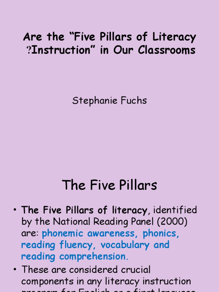 Five Pillars of Literacy Instruction | PDF | Phonics | Reading ...