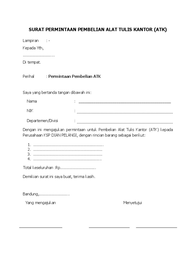 Surat Permintaan Atk | PDF