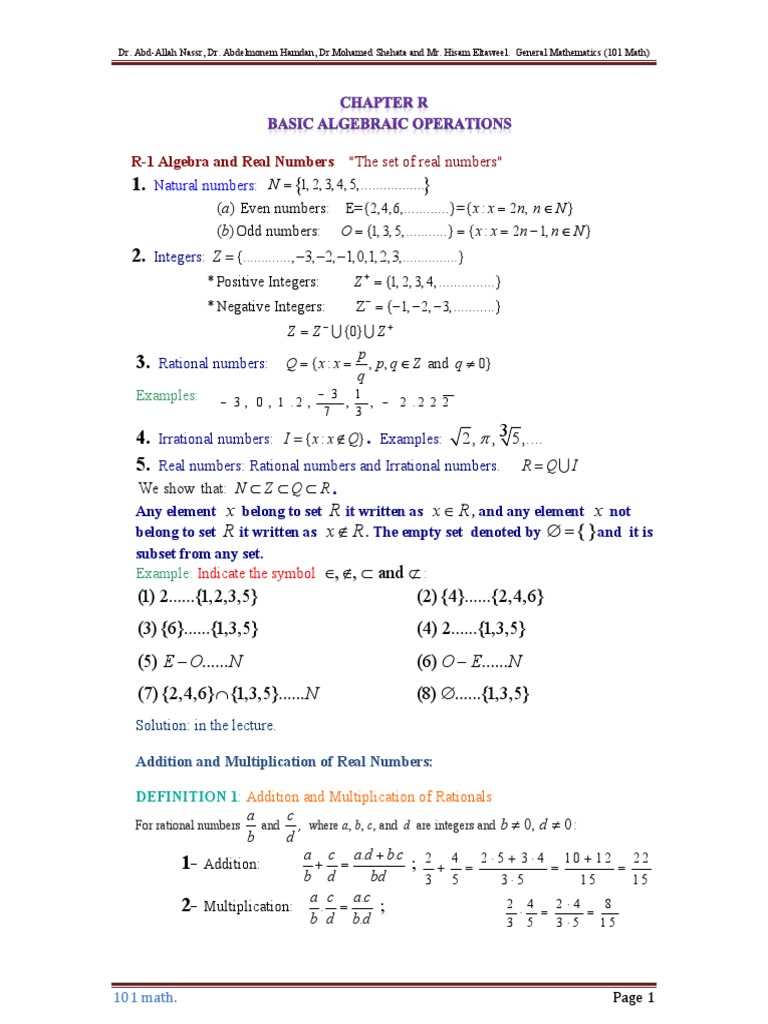 Introduction to General Mathematics 101 | PDF | Numbers | Set (Mathematics)