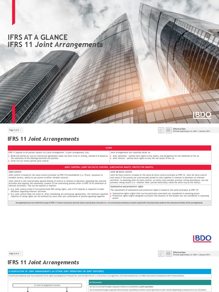 Ifrs at A Glance IFRS 11 Joint Arrangements | PDF | International ...