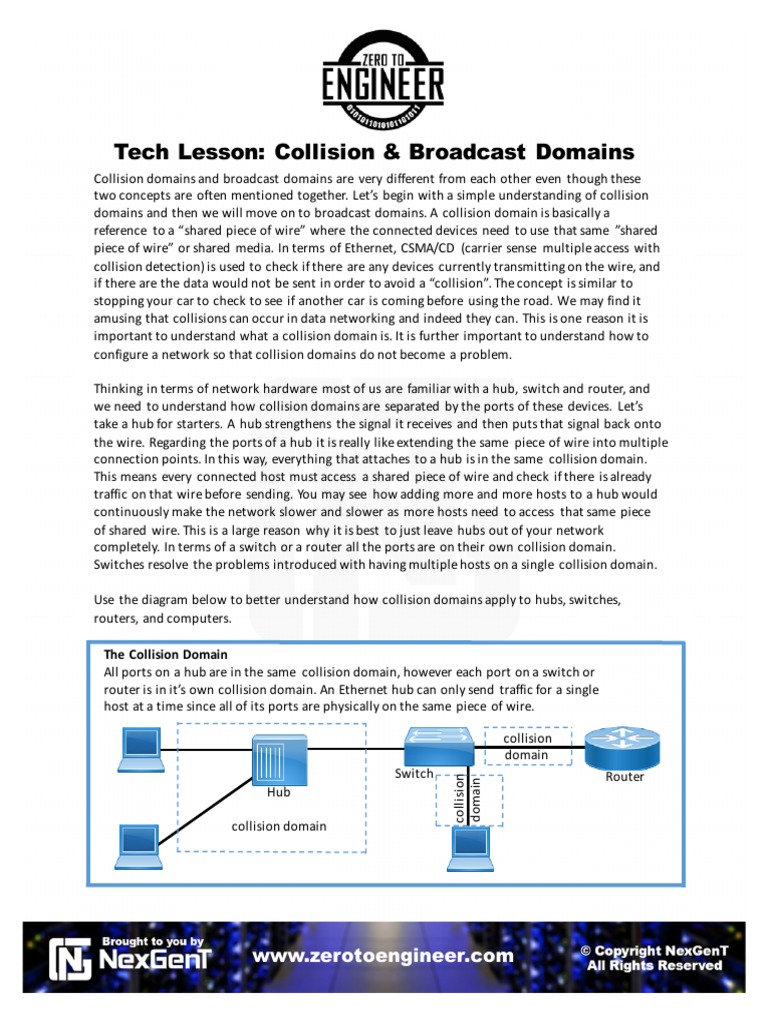 Tech Lesson: Collision & Broadcast Domains | PDF | Network Switch | Computer Standards