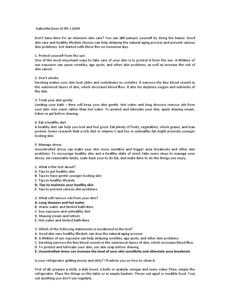 Procedure Text (Questions) | Download Free PDF | Skin Care | Skin