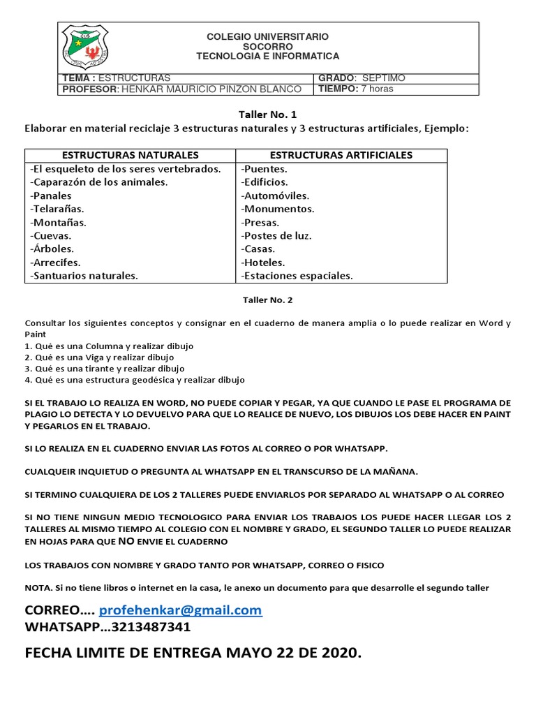 Guias - A07060709GUIA 1 INFORMATICA SEPTIMO | PDF | Columna | Hormigón