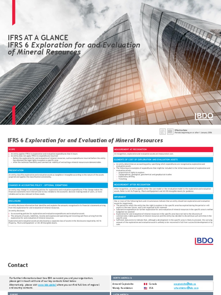 Ifrs at A Glance IFRS 6 Exploration For and Evaluation: of Mineral ...
