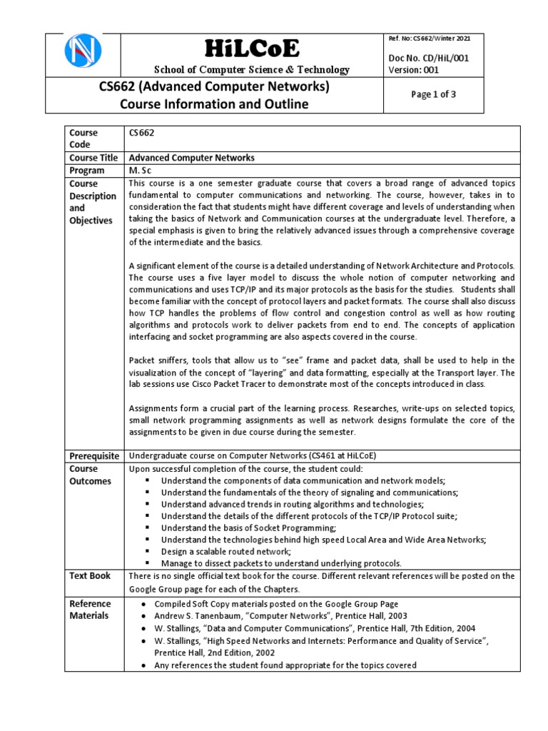 CS662 - Advanced Networks - Winter2021 | PDF | Internet Protocol Suite | Computer Network