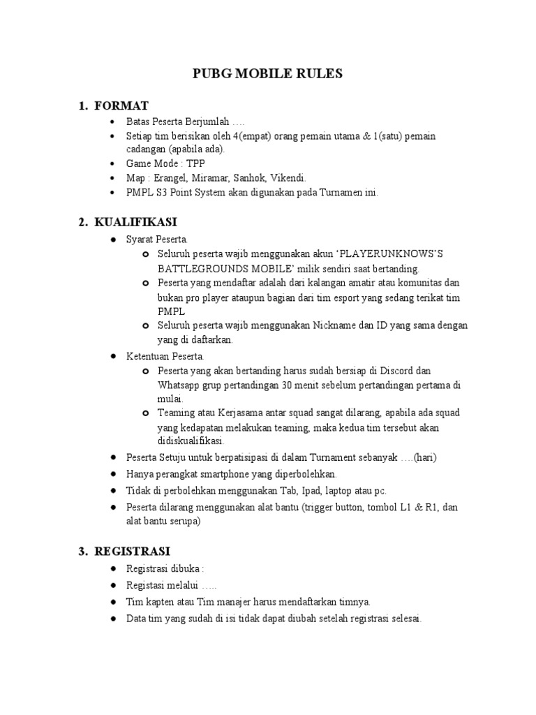 Pubg Mobile Rules | PDF