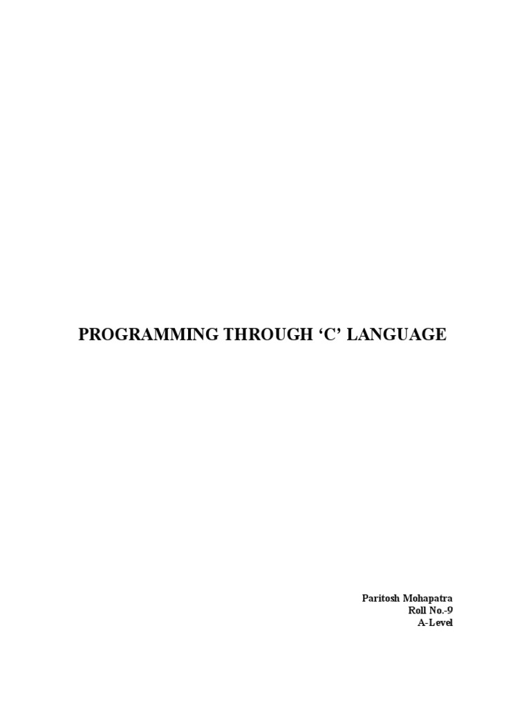 Programming Through 'C' Language | PDF