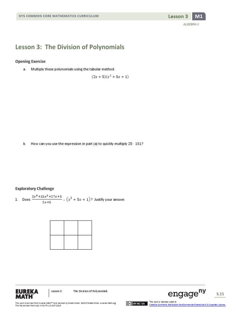Algebra II m1 Topic A Lesson 3 Student | PDF | Common Core State ...