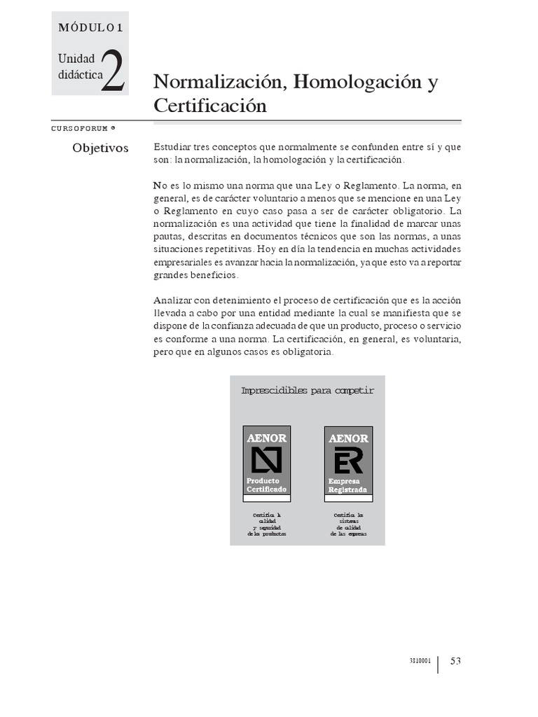 Normalización, Homologación y Certificación | PDF | Iso 9000 | Calidad ...