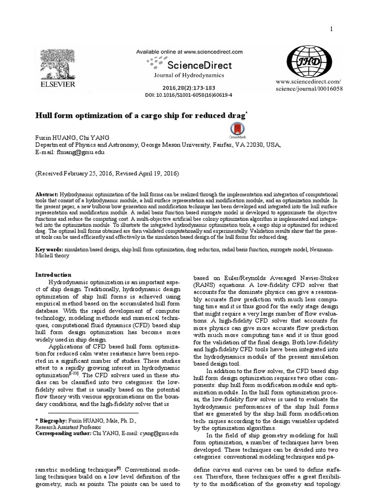 Hull Form Optimization of A Cargo Ship For Reduced Drag-Dikonversi ...