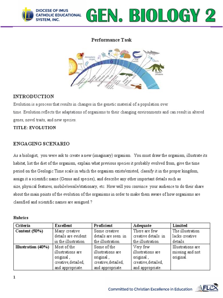 Performance Task: Title: Evolution | PDF