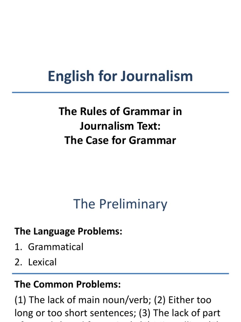 5 English For Journalism - The Case For Grammar | PDF | Human ...