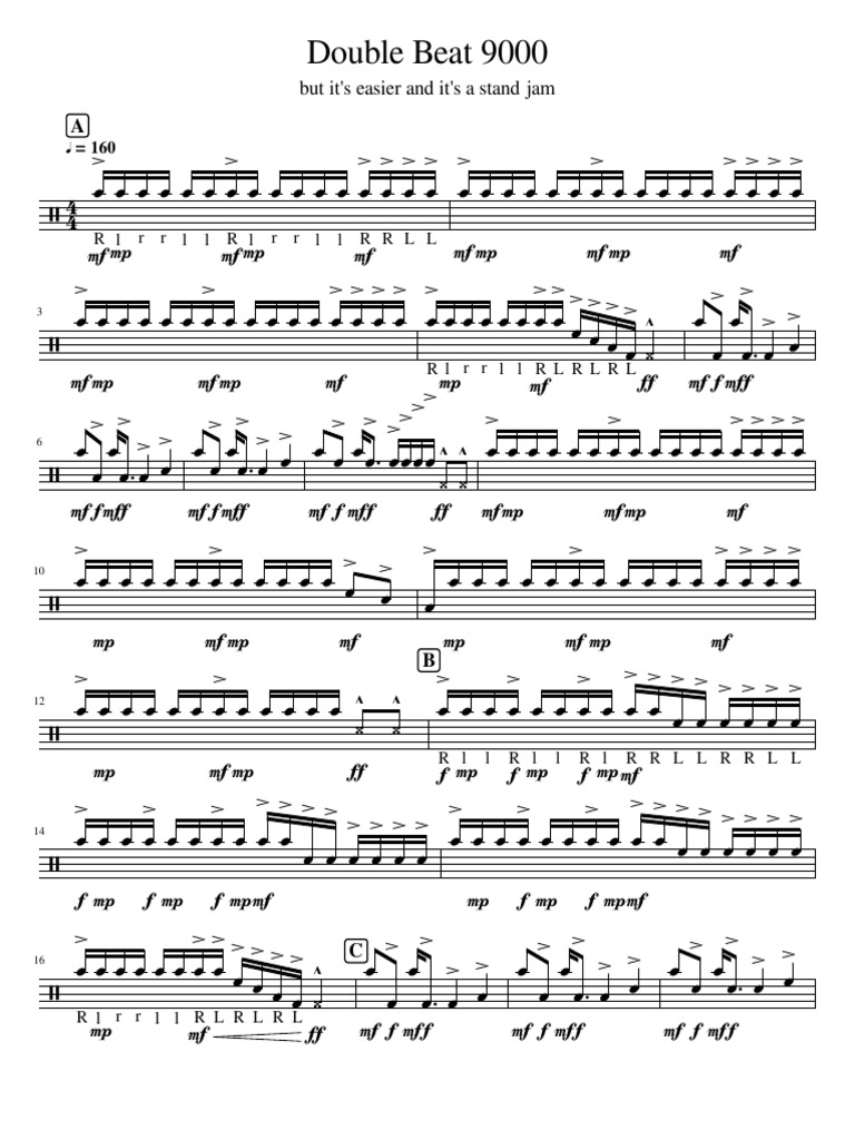 Double Beat 9000 Drumline Sheet Music | PDF