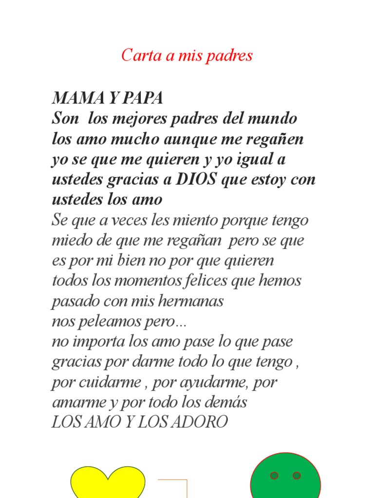 Carta de amor y agradecimiento a mis padres | PDF | Salud y bienestar ...