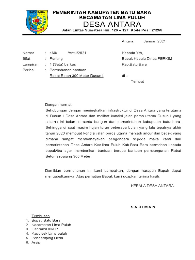 Proposal Rabat Beton Dusun 1 | PDF