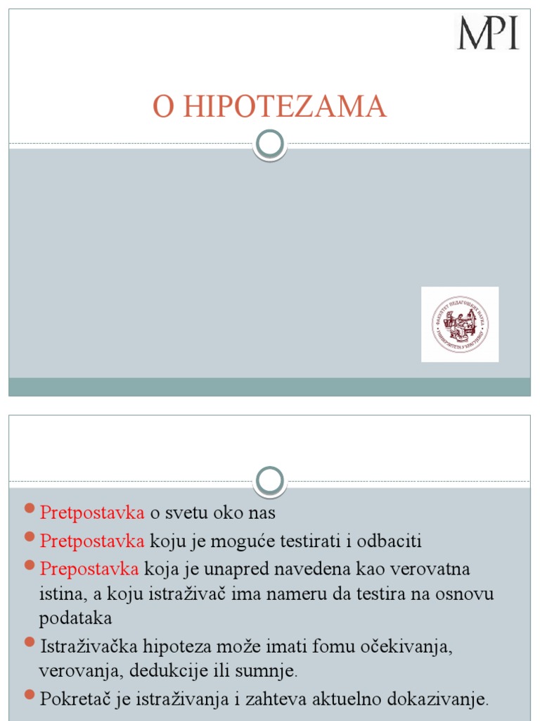 Metodologija Pedagoskih Istrazivanja Hipoteze | PDF
