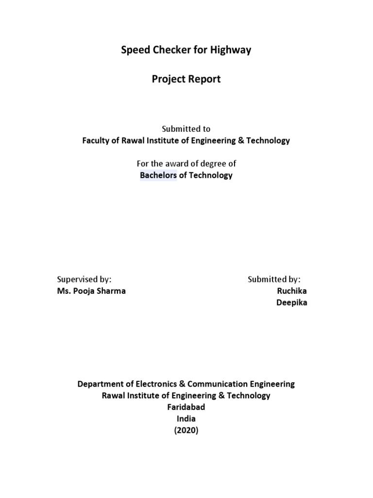 Speed Checker For Highways-Project Report | PDF | Electronic Circuits ...