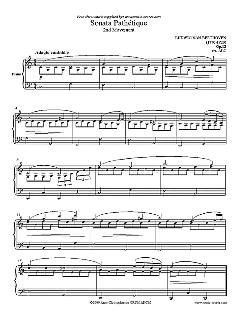 Beethoven Easy Sonata Pathetique No8 2nd Movement PDF | PDF