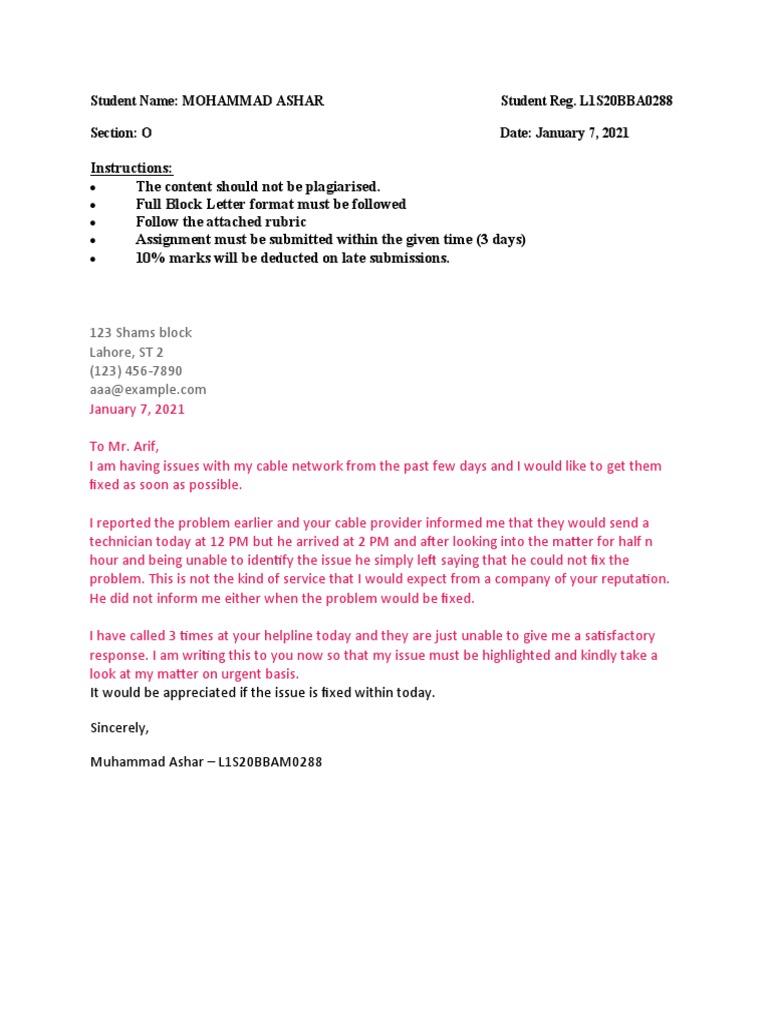 Assignment Letter (0288) | PDF