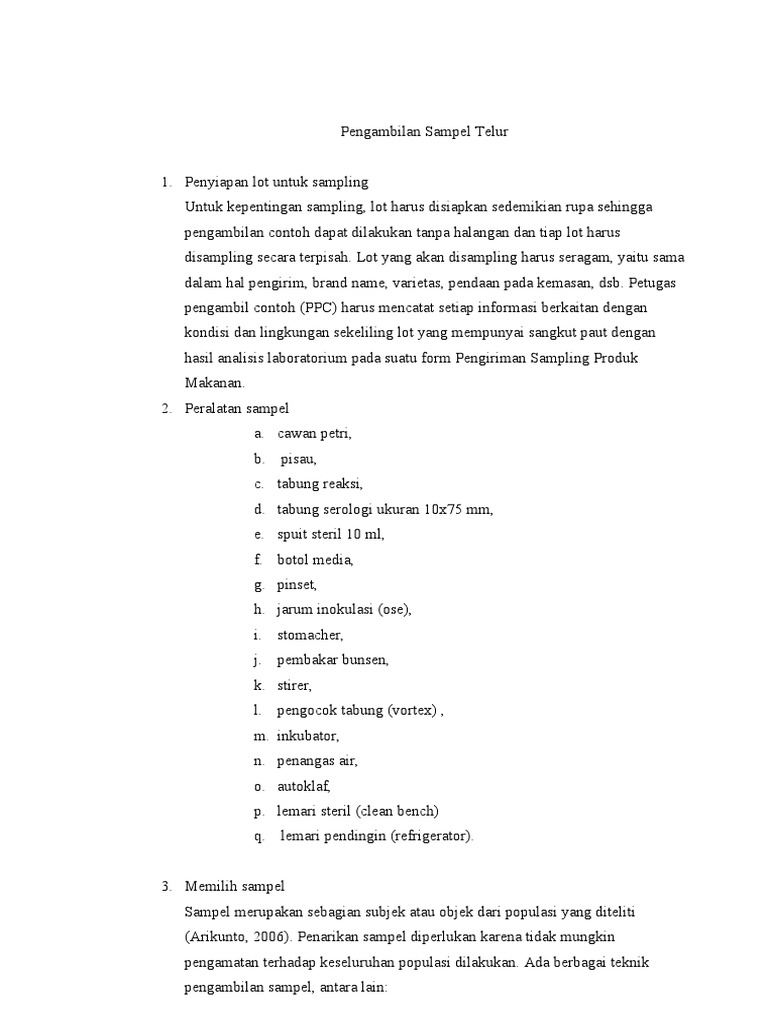 Sample Telur Dan Susu | PDF