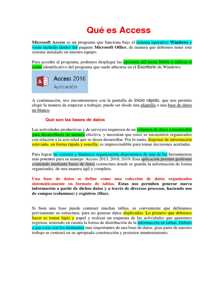 Qué Es Access | PDF | Bases de datos | Programa de computadora
