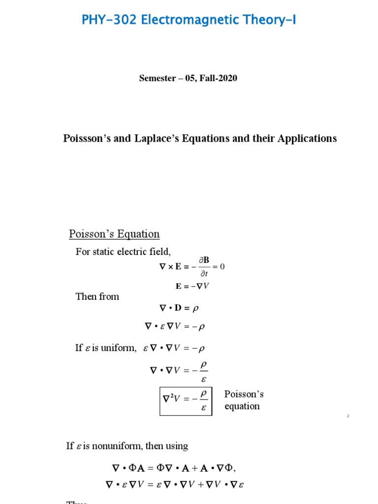 Poisson's and Laplace's Equations and Their Uses | PDF | Physical ...