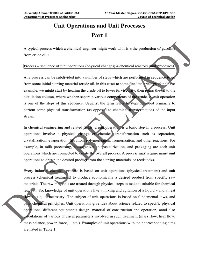 Unit Operations and Unit Processes | PDF | Solution | Mixture