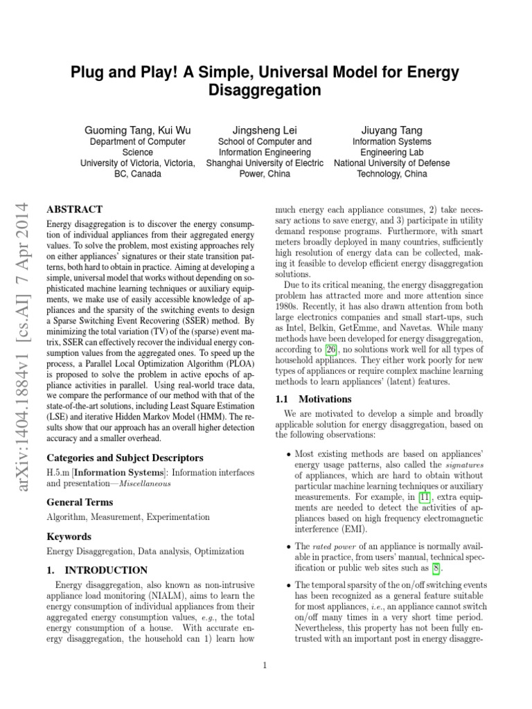 Plug and Play! A Simple, Universal Model For Energy Disaggregation ...