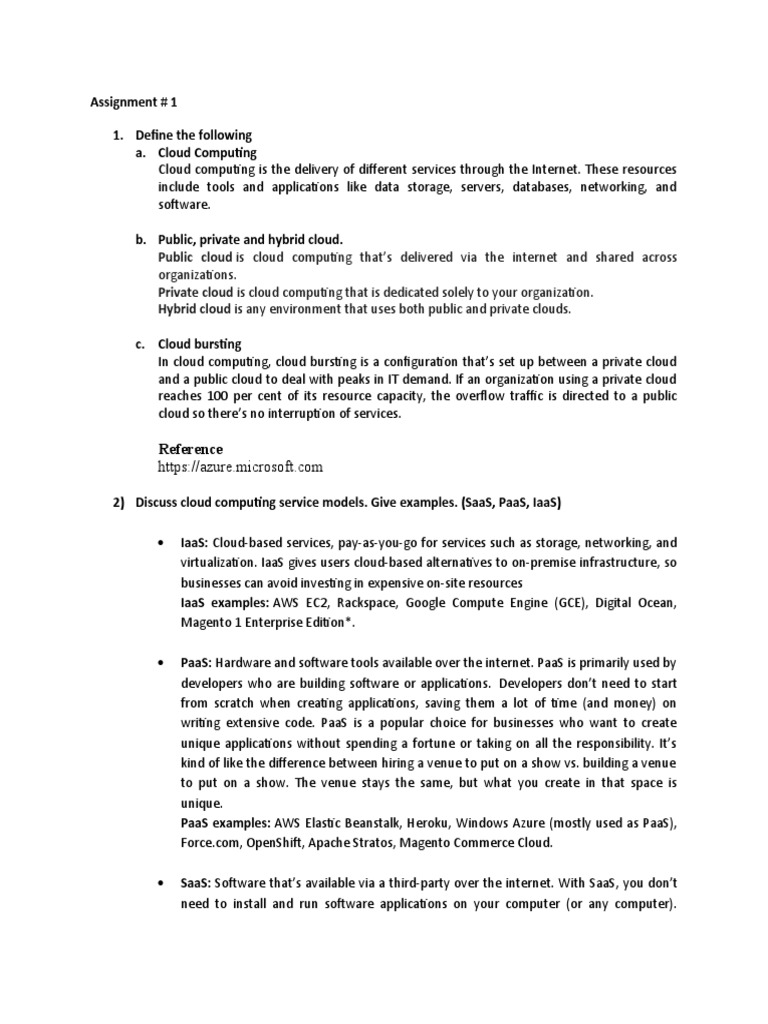 Assignment Cc 1 Pdf Cloud Computing Platform As A Service 1494