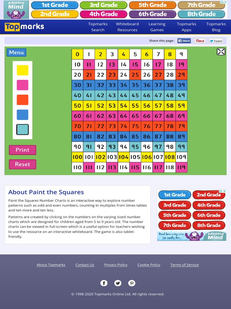Paint The Squares - Interactive Number Charts | PDF