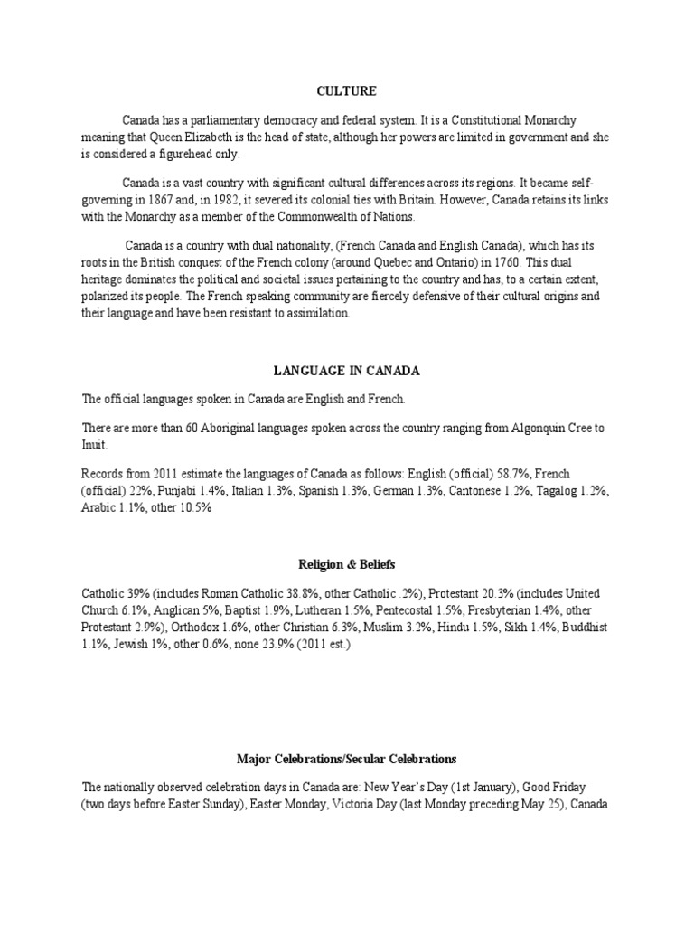 A Comprehensive Overview of Canadian Culture, Society, and Customs ...