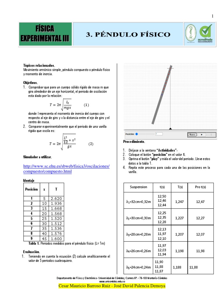 Pendulo Fisico | PDF | Péndulo | Oscilación