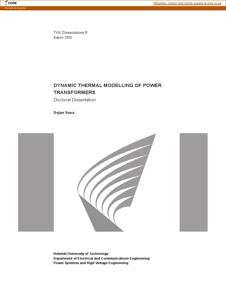 Dynamic Thermal Modelling of Power Transformers: Doctoral Dissertation | PDF | Transformer ...
