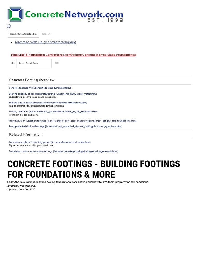 Footings 101 - A Guide To Concrete Footing Construction - The Concrete ...