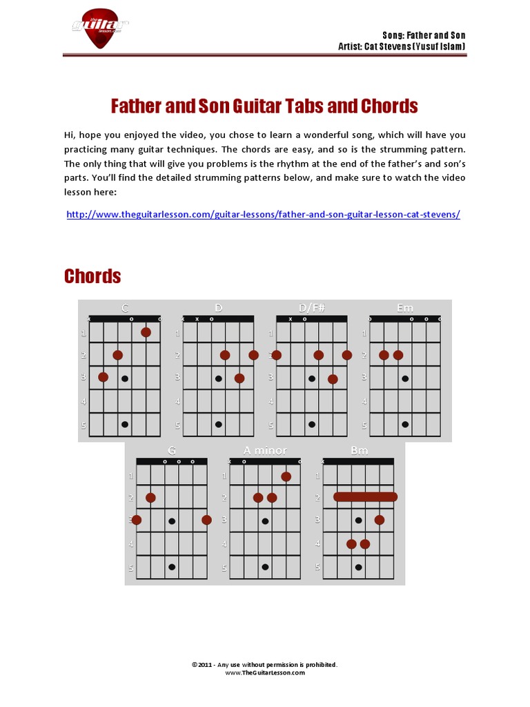 Father and Son Guitar Chords Tabs | PDF | Entertainment (General)